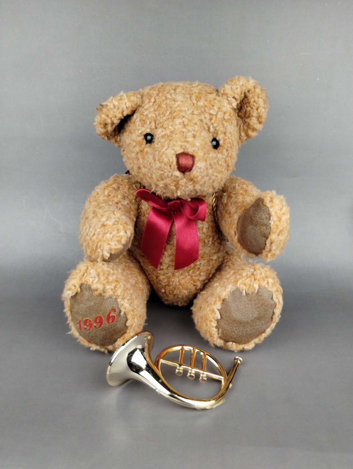 Christmas Teddy Bear Plush With Red Bow Backpack Trumpet 9" | eBay