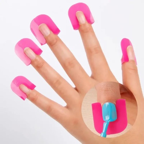 U Curve Shape Nail Protector Hot Pink Reusable Nail Art Tool 26 Pieces ...