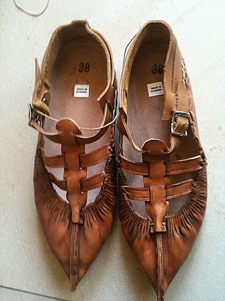 NEW ORIGINAL HANDCRAFTED LEATHER SHOES UNISEX-FOLK SANDALS OPINGA-SIZE ...