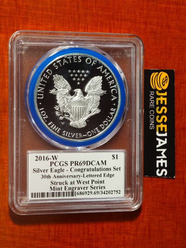 2016 W PROOF SILVER EAGLE PCGS PR69 DCAM CONGRATULATIONS SET MERCANTI ...