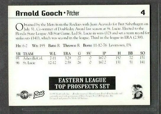 1997 Best Burlington Bees #4 Arnold Gooch Baseball Card signed ...