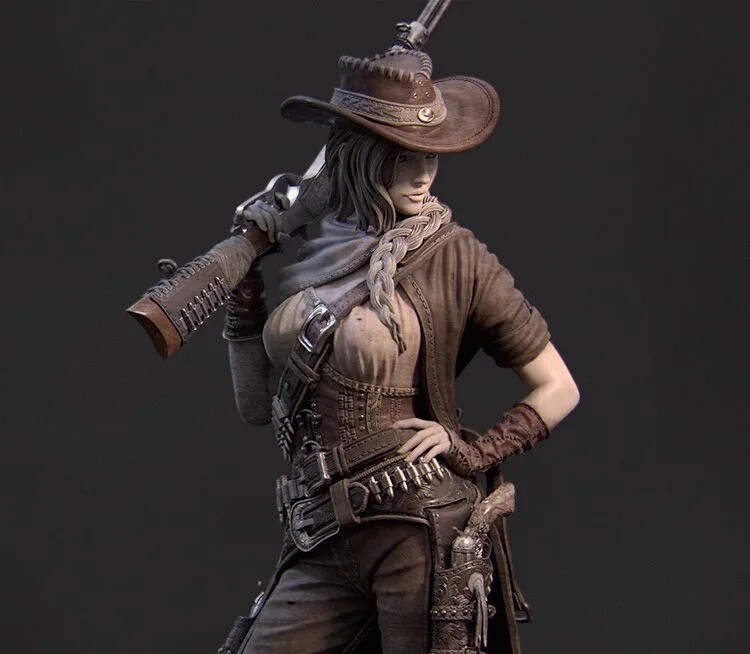 1/24 Resin Figure Model Female Girl Western Cowboy Musketeer 1/24 Resin Figure Model Female Girl Western Cowboy Musketeer