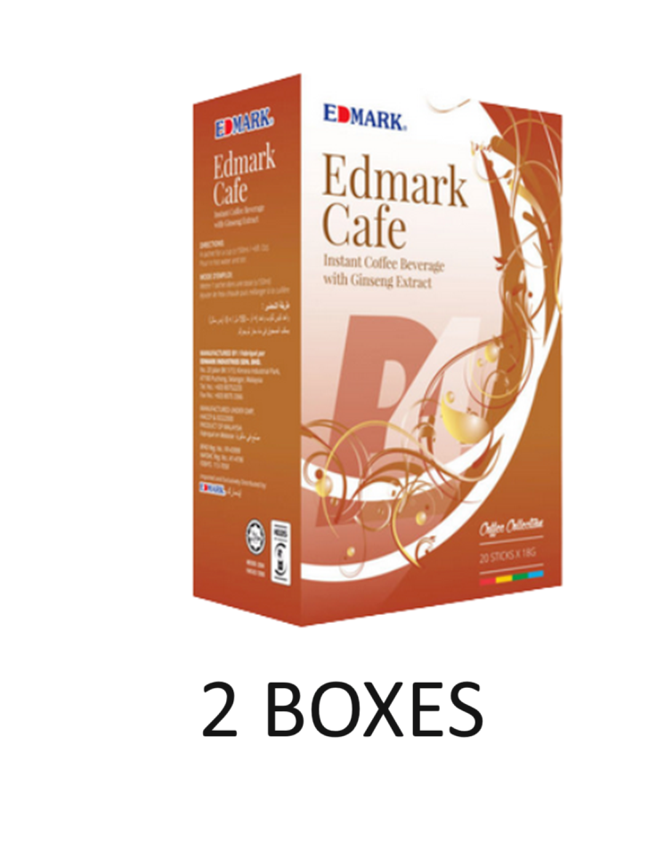2 BOX SEALED( 40sachets x 18g) EDMARK Ginseng Coffee For Him Men Cafe ...