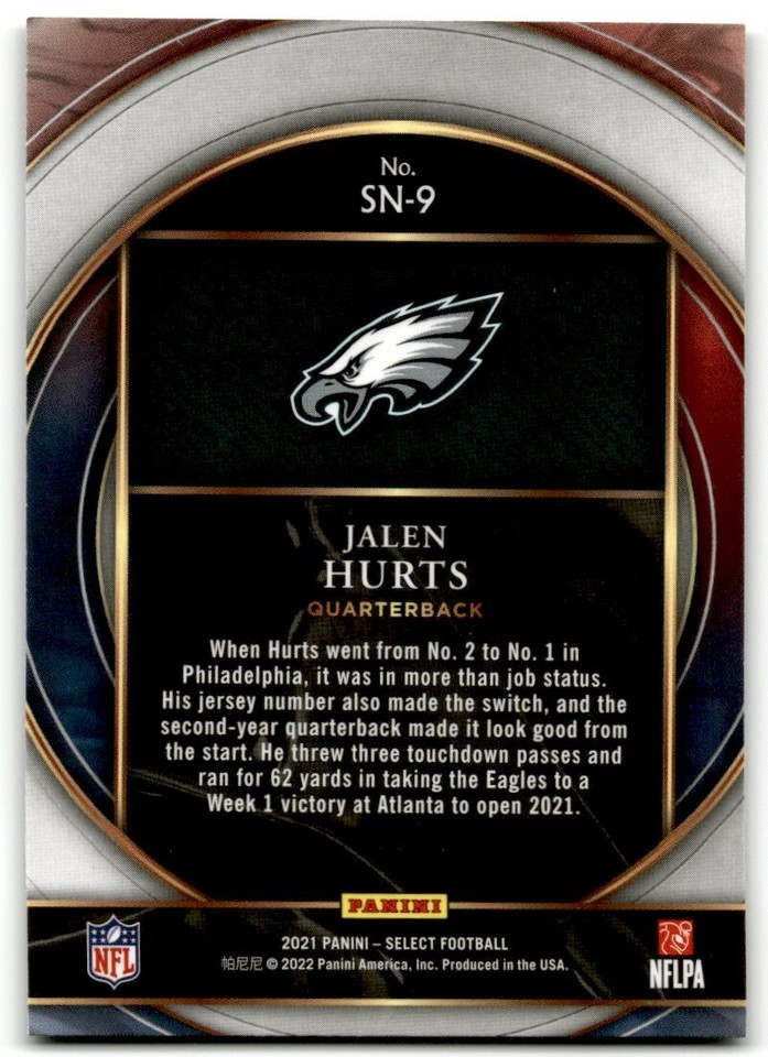 2021 Panini Select Numbers Jalen Hurts Philadelphia Eagles #SN-9 | eBay