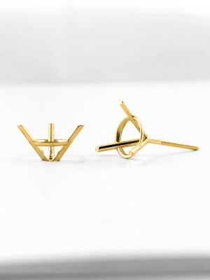 14K Yellow Gold Stud Earring Finding Mounting Setting Round 3Prong ...