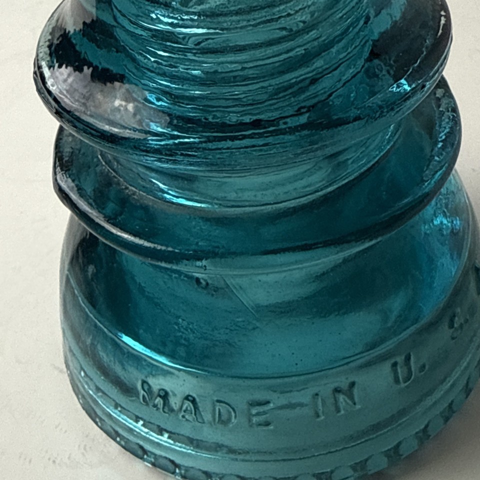 Antique Hemingray No 42 Aqua Blue Green Glass Insulator Made in the USA ...
