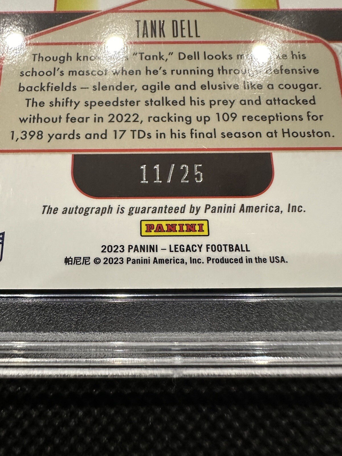 Tank Dell 2023 Legacy Under The Lights Autograph Yellow Diamond /25 PSA ...