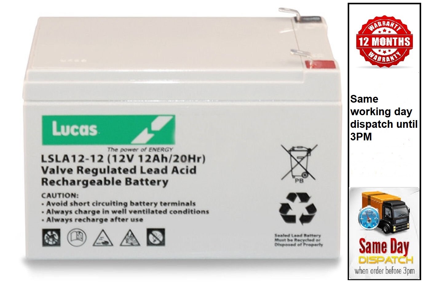 LUCAS 12V 12AH Rechargeable Battery (replaces 14-15ah} leisure ...