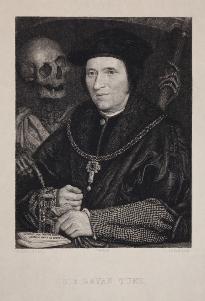 Sir Brian Tuke. Portrait Copper Engraving By J. L. Raab After Holbein ...