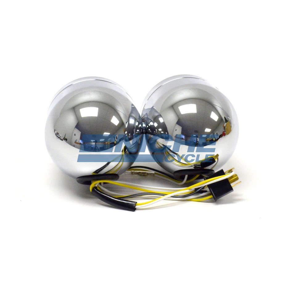 Dual Beam 3.5" Chrome Side Mount Custom Motorcycle Bullet Headlight | eBay