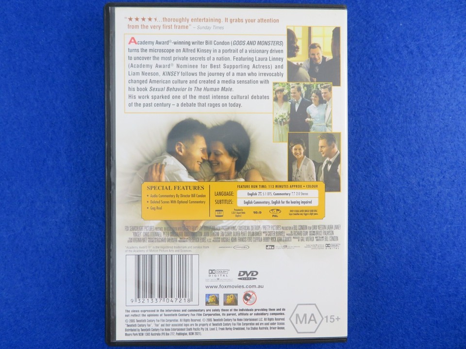 Kinsey - Liam Neeson - DVD - Region 4 - Fast Postage !! 9321337047218 ...