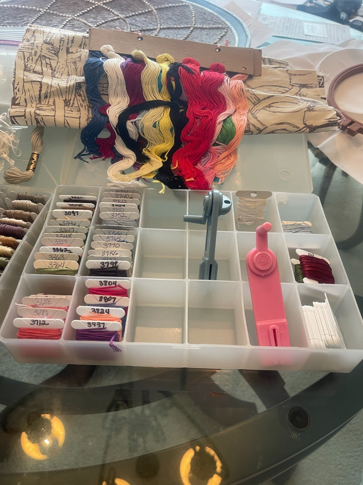 Cross Stitch Floss Lot- Over 235 carded floss tools extra cards boxes ...