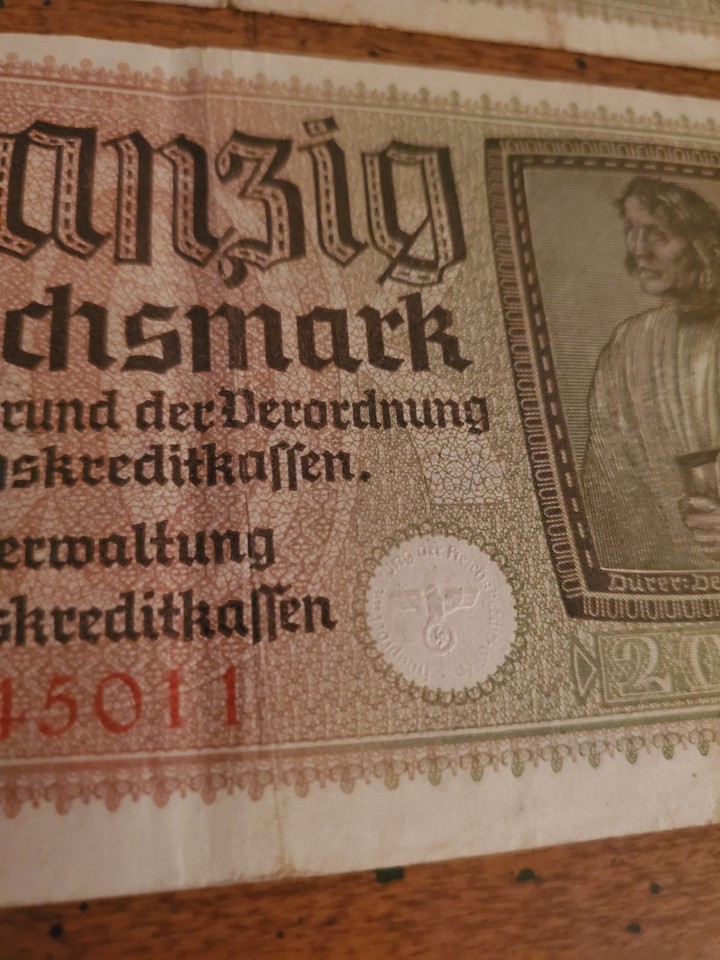 WWII Germany 20 REICHSMARK - War Note 10 Lot German Collectible WW2 ...