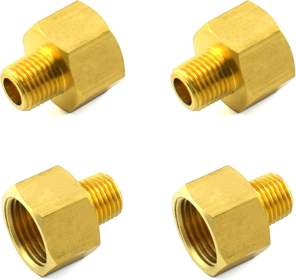 4-Pack Brass Pipe Fitting 1/4 NPT Thread Male to 1/2 NPT Thread Female ...