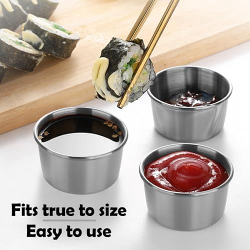 6Pcs 2 Oz Stainless Steel Dipping Sauce Cup, Dip Bowls, Reusable ...