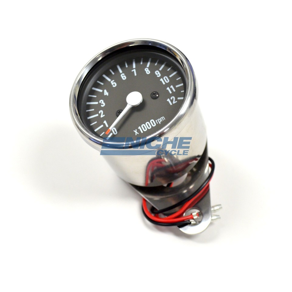 Mini Universal Motorcycle Mechanical 12K RPM Tach Tachometer Gauge 1:4 ...