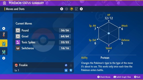 Shiny Froakie 6IV Lv. 1 Hasty Nature Protean Greninja Pokemon Scarlet ...