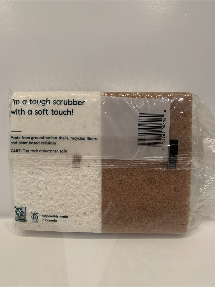 Grove Collaborative Walnut & Cellulose Scrubber Sponge - 2 Pack - NEW ...