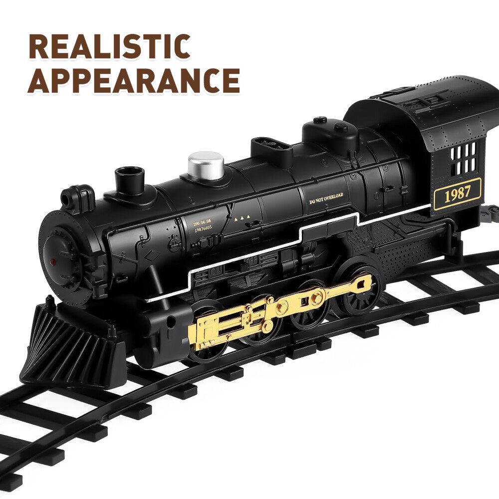Railway Classical Freight Train Steam Locomotive Playset Model Electric ...