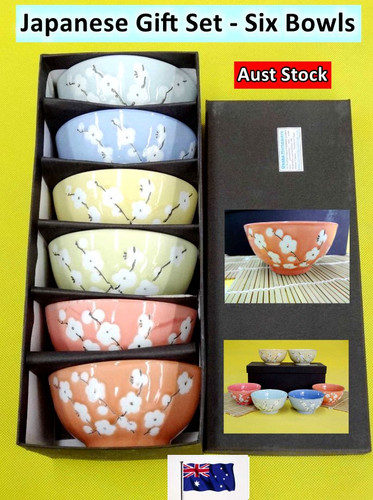 New Design Japanese Style Gift Set Six Color Bowls with Black Box - NEW ...
