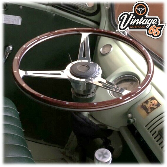 VW T2 T3 T25 T4 Wood Rim Steering Wheel Upgrade Wood 16" Horn Boss ...