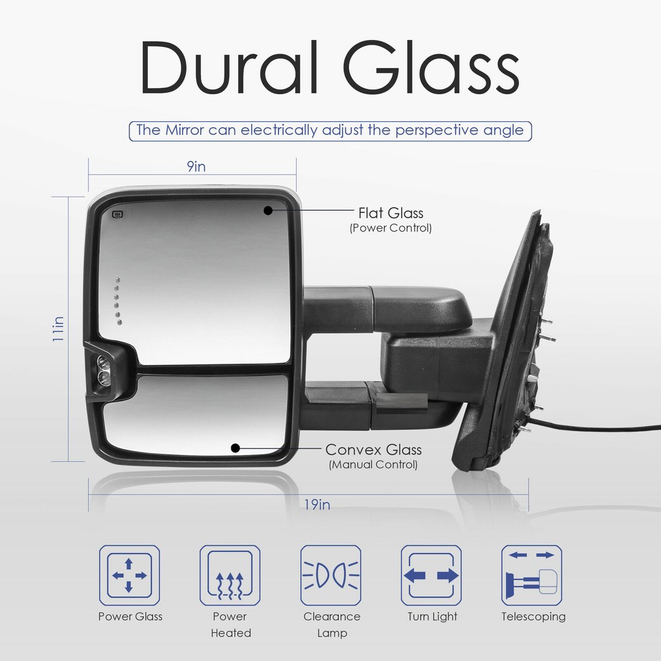 Tow Mirrors For Ford Excursion F250 F350 F450 F550 Super Duty Power ...