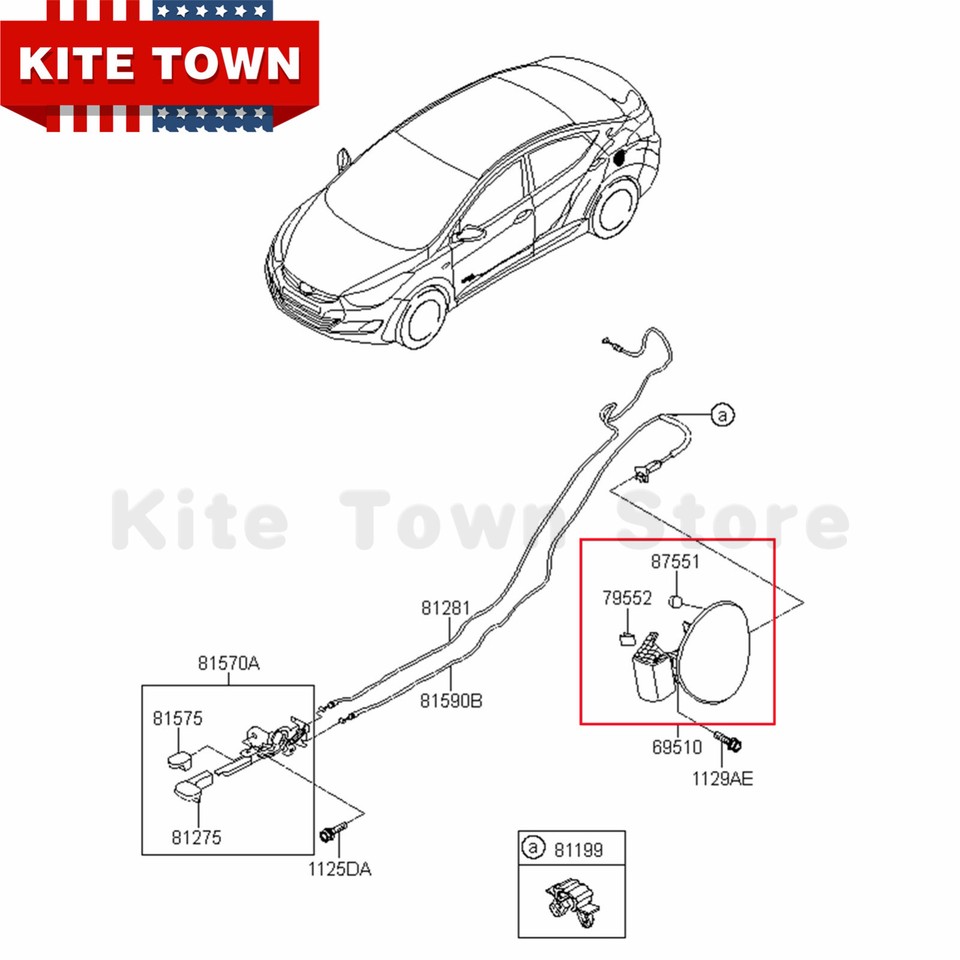 Black Gas Fuel Filler Door Cap for Hyundai Elantra Sedan 2011-2016 ...