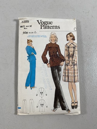 Rare VTG 1960s Vogue Pattern 8389 Miss Dress Pant SZ 12 Made in England ...