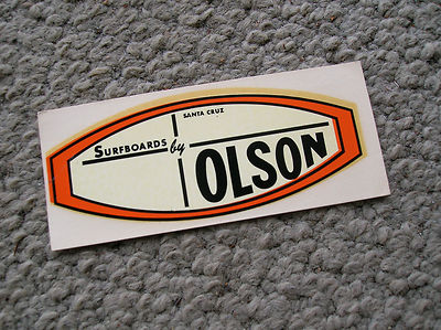 Vintage Olson santa cruz surfboards waterslide surfing decal surfboard ...