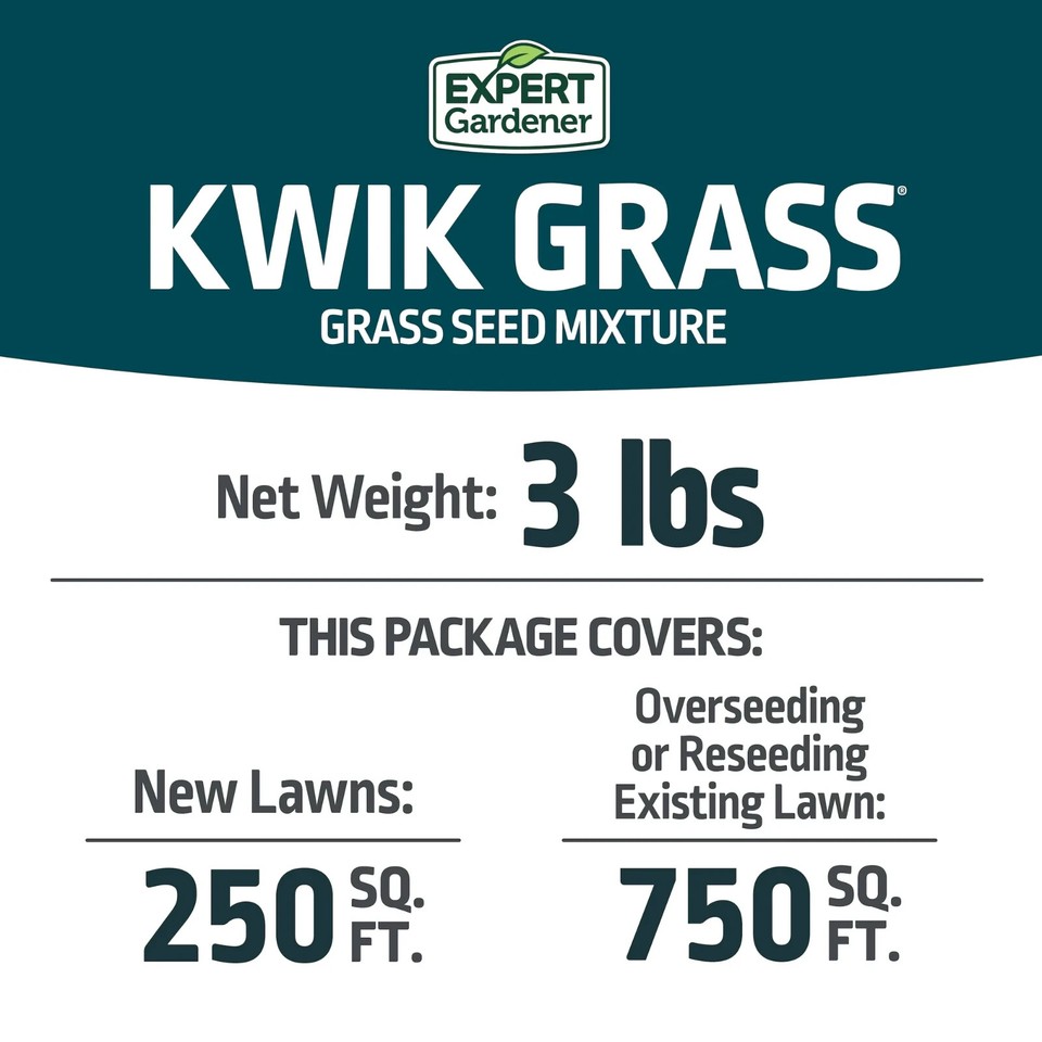 Expert Gardener Kwik Grass Seed Mix, for Sun to Partial Shade, 3 lb. | eBay