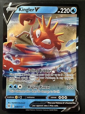 Pokémon TCG Kingler V Sword & Shield: Brilliant Stars 028/172 Holo ...