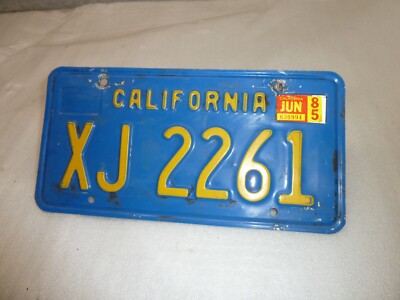 Vintage 1970’s,80s California Blue License Plate # xj 2261 Single | eBay