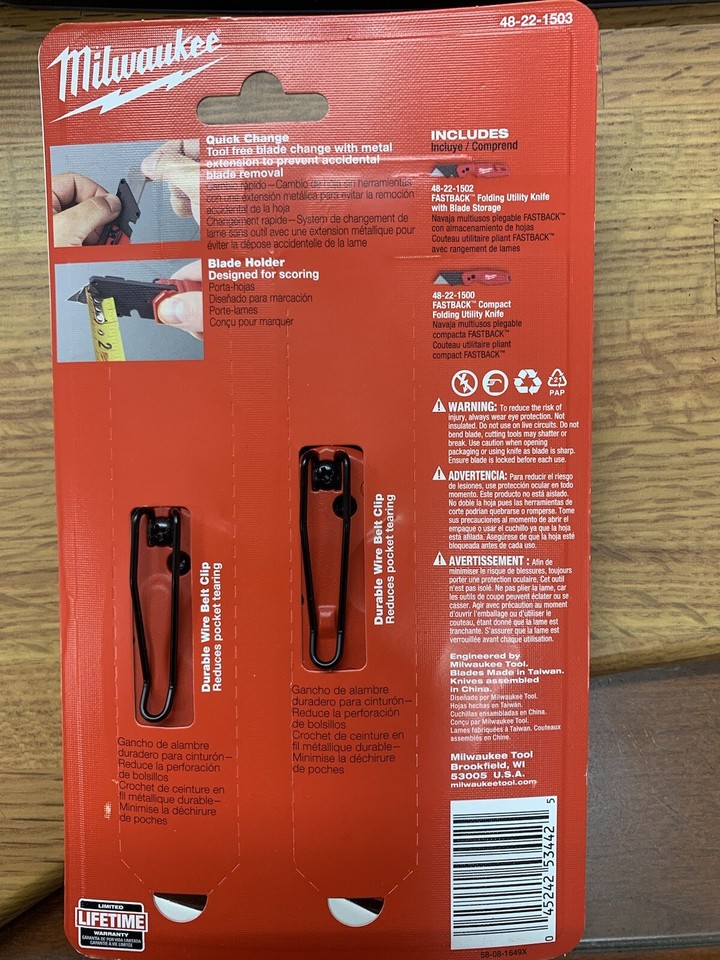 Milwaukee Tool 48-22-1503 Fastback Folding Utility Knife Set ...