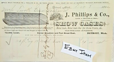1880 DETROIT MICHIGAN Billhead Phillip & Company Showcases | eBay