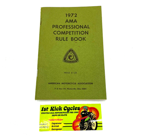 VINTAGE 1972 AMA PROFESSIONAL COMPETITION RULE BOOK MOTORCYCLE ...