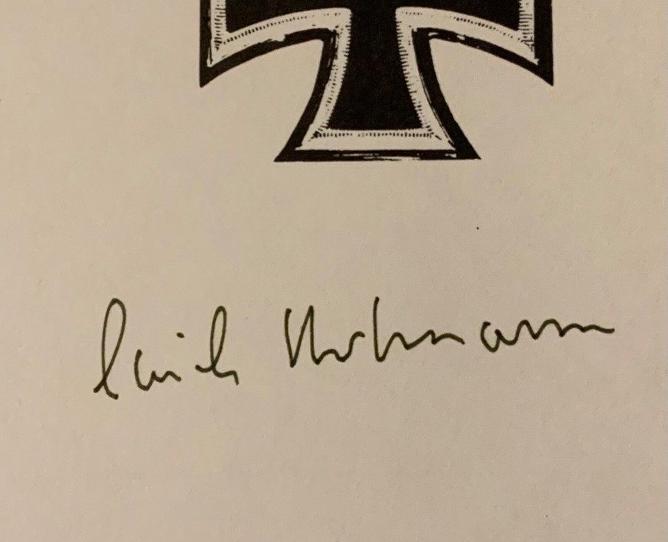WWII German Luftwaffe Ace Pilot Erich Hartmann Signed Book Plate Knight ...