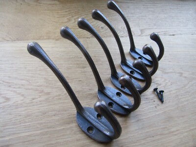 Rustic iron coat hooks hat & coat hook vintage old English Victorian ...