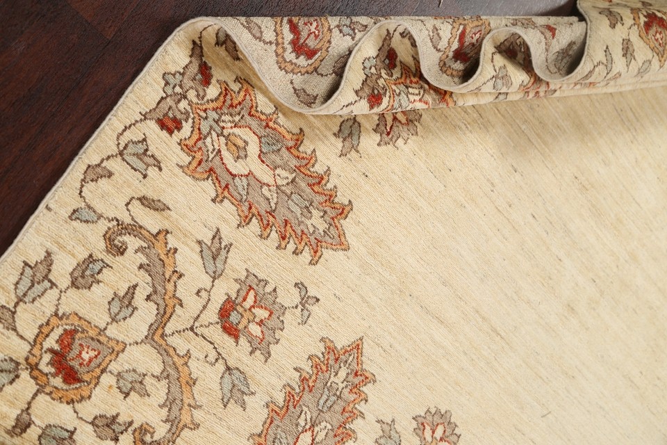 Vegetable Dye Peshawar Bordered Oriental Area Rug Near Square Ivory ...