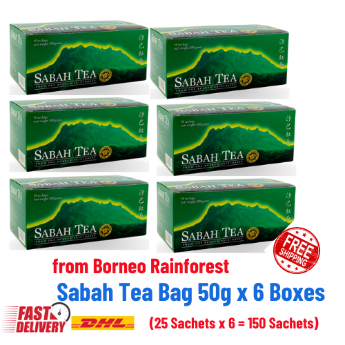 SABAH TEA BORNEO RAINFOREST 3X BOXES 25's TEABAGS AUTHENTIC FREE DHL ...