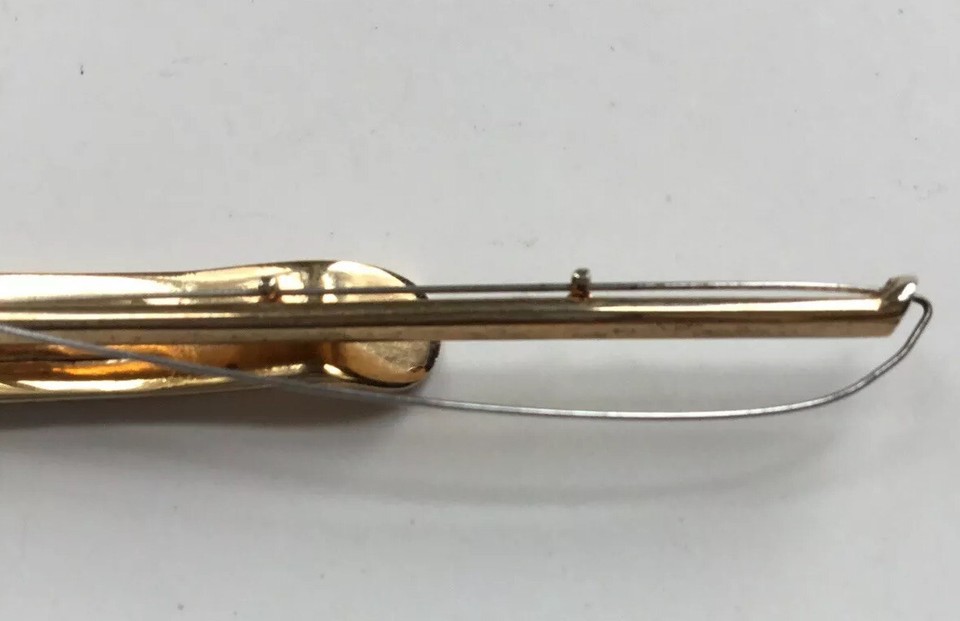 Swank 50’s Tie Bar Gold Tone Fishing Pole Fly Rod Complete Line MOP ...