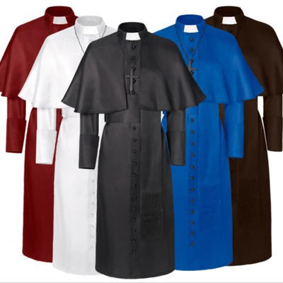Clergy Men Cassock Priest Costume Bishop Pope Robe Roman Catholic ...