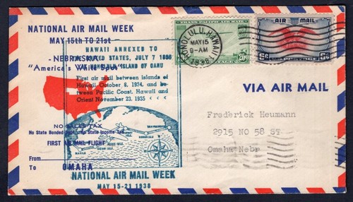 HONOLULU Hawaii 1938 Cover to Omaha Neb, Air Mail Week, via Lihue | eBay