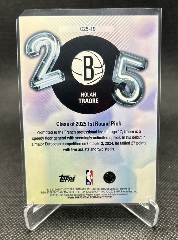 2025-26 Topps Basketball Nolan Traore "CLASS OF 2025 '25" SSP RC #C25 ...