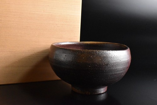 S5004: Japanese Bizen-ware Youhen pattern TEA BOWL w/signed box Tea ...