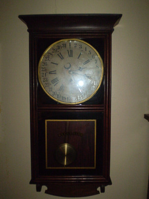 ANTIQUE GILBERT CALENDAR STORE REGULATOR SPRING DRIVEN CLOCK - TIME ...