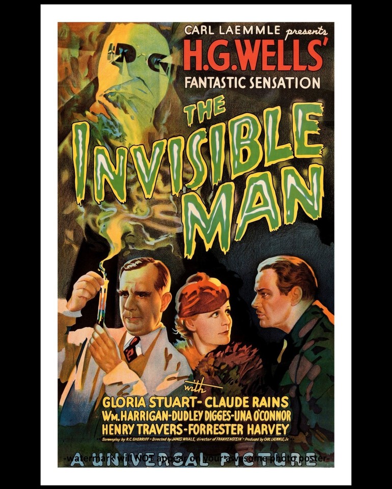 11x17 Invisible Man Movie Poster PHOTO 1933 Scary Creepy Art Print ...