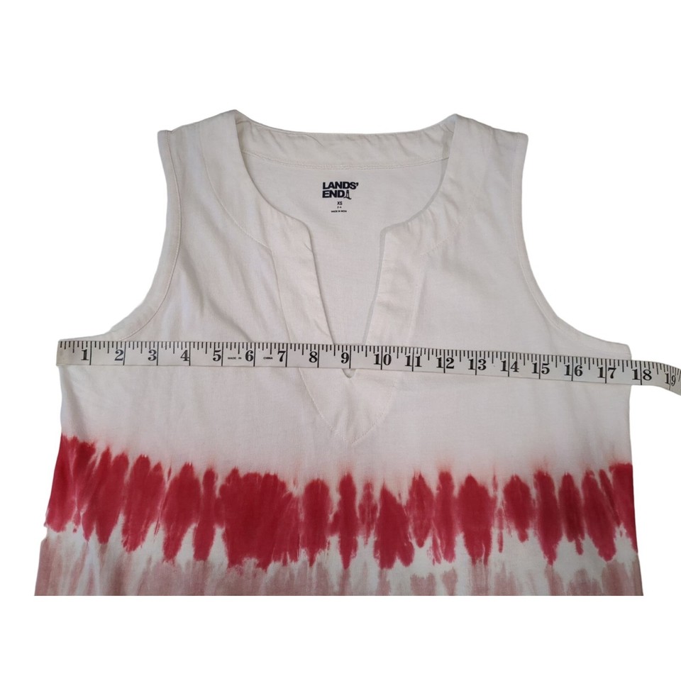 Lands End Shift Dress Womens XS Sleeveless Pockets Cover Up Rainbow Tie ...