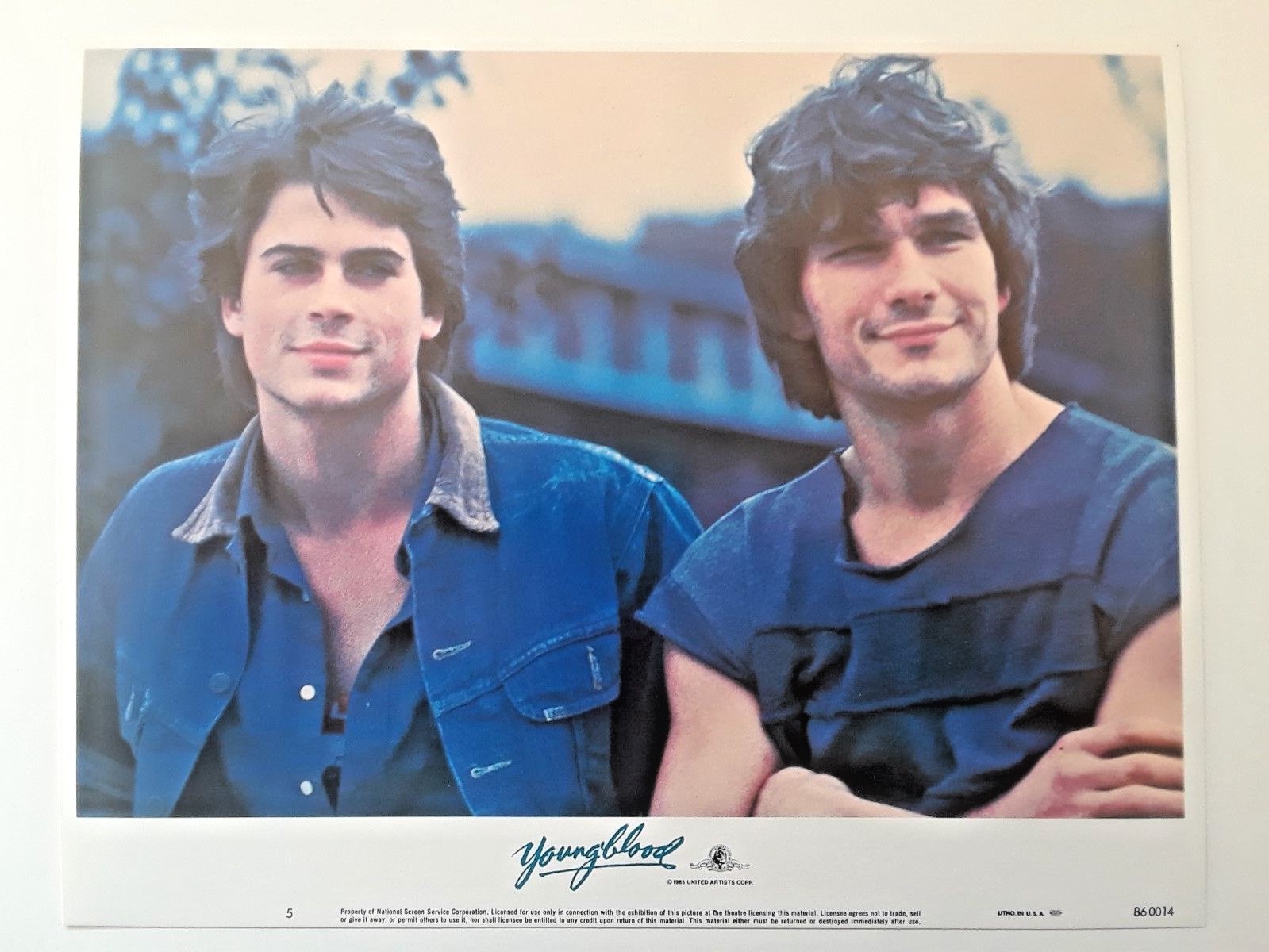 "Youngblood" - Patrick Swayze, Rob Lowe - XLNT Movie Lobby Card - 1985 ...