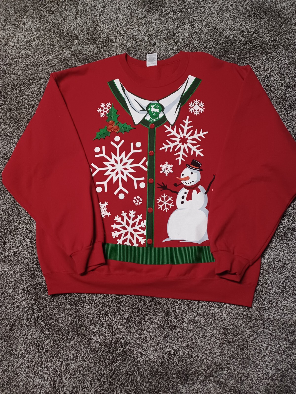 Jerzees NuBlend XL Ugly Sweater Sweatshirt Red w/ Holiday “Shirt” Motif ...