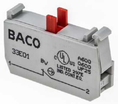 BACO CONTACT BLOCKS 33E01 5-Pieces 10A 600V 1NC Contact, Screw Terminal ...